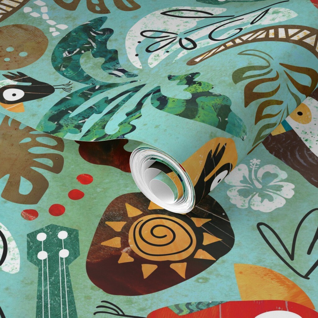 Mid Century Modern Tiki Wallpaper Tiki Time by Sarah Treu - Etsy