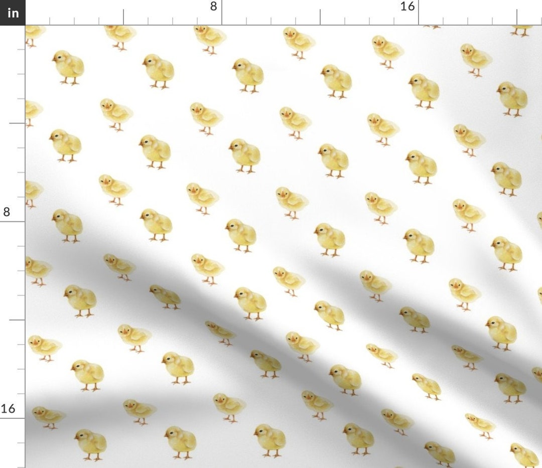 Baby Chick Fabric Baby Chicks on White by Thistleandfox Spring Baby ...