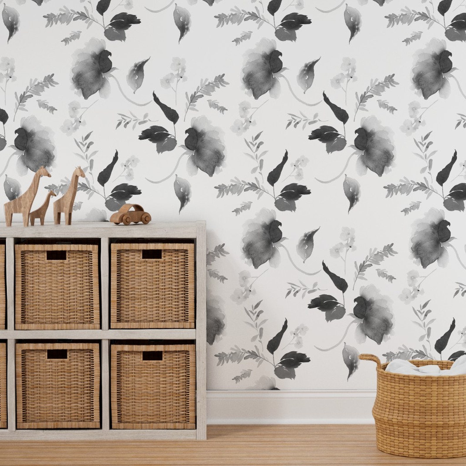 Black and White Wallpaper Spring Black and White by - Etsy