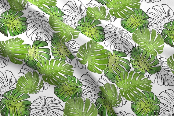 Monstera Fabric Monstera Deliciosa Leaf By Landpenguin | Etsy