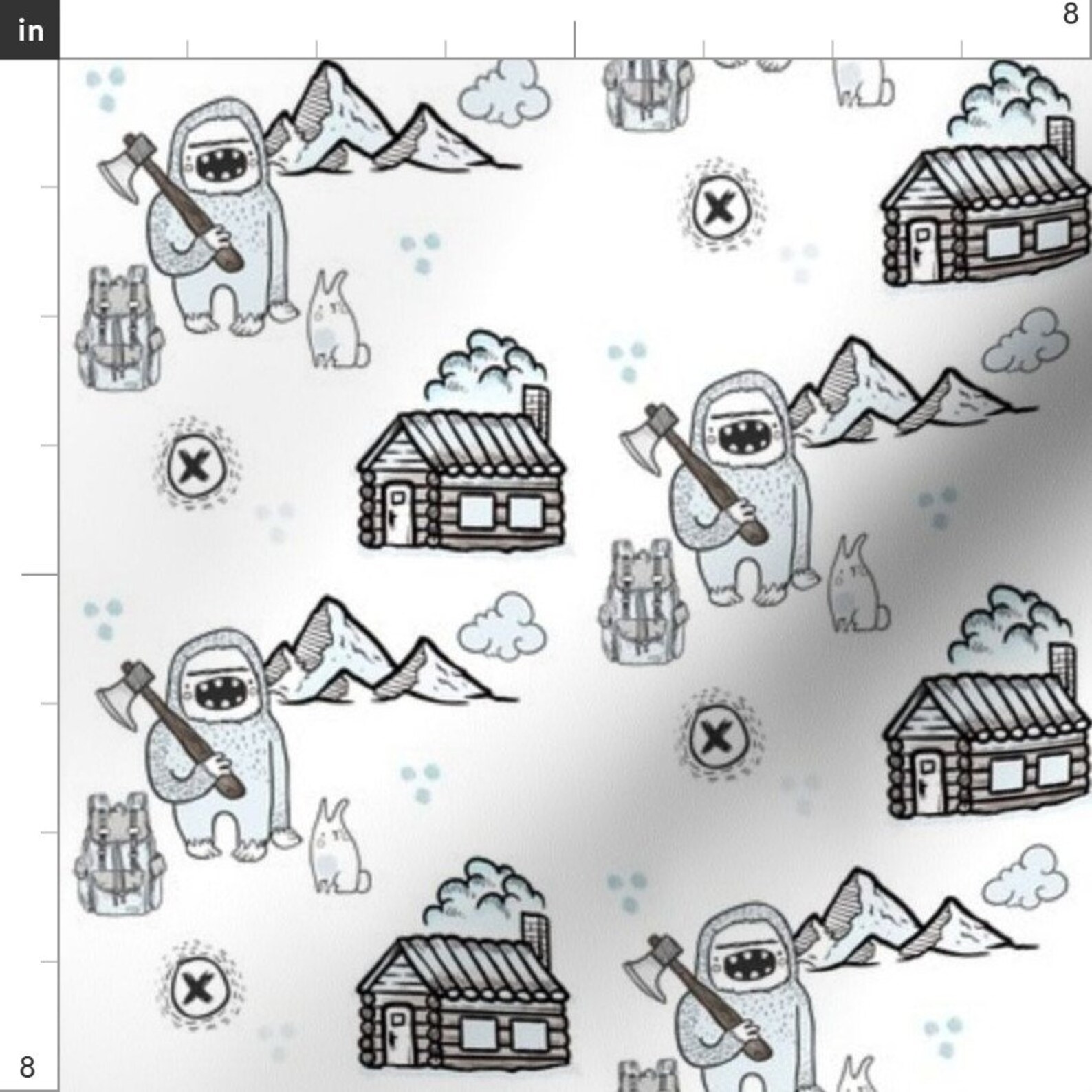 Yeti Fabric Yeti Land by Shopcabin Winter Yeti Nursery | Etsy