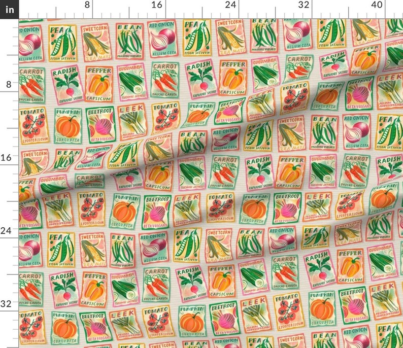 Seed Packet Fabric Vegetable Seed Packets by Asta Barrington - Etsy