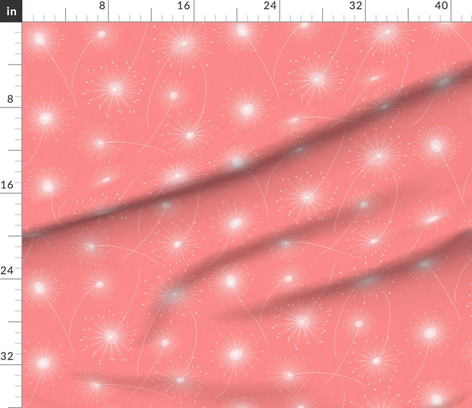 Dandelion Clocks Fabric Retro Pink Dandelion Clocks by - Etsy