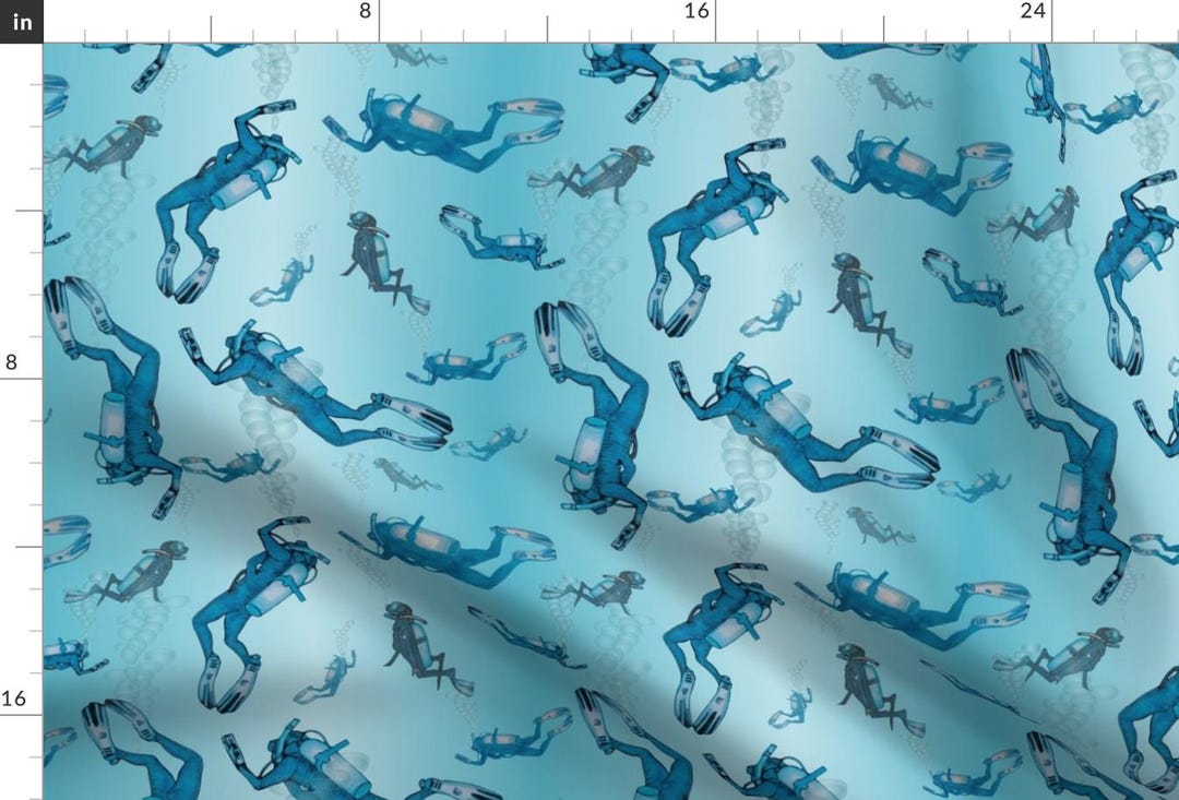 Scuba Diving Fabric - Scuba Divers by Valencia88 - Underwater Divers ...