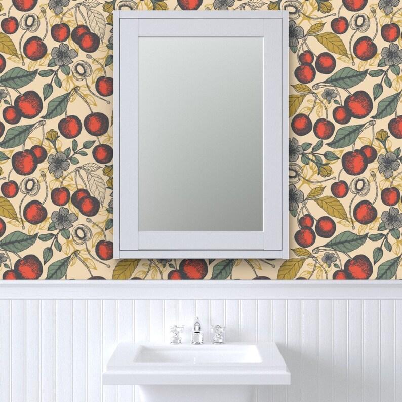 Vintage Style Cherry Wallpaper Cherry Flavor by Latoblab - Etsy
