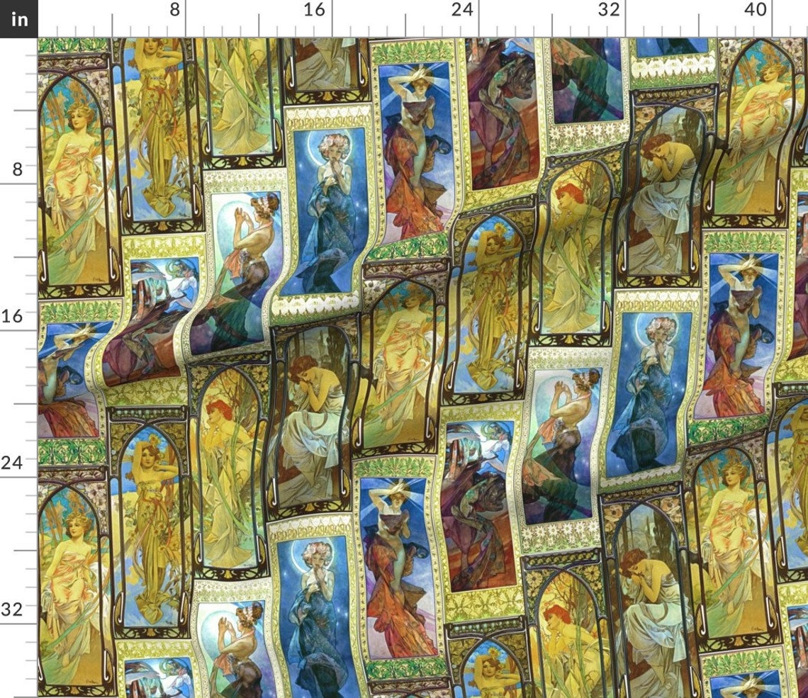 Mucha Fabric Mucha's Night and Day by Bonnie Phantasm - Etsy