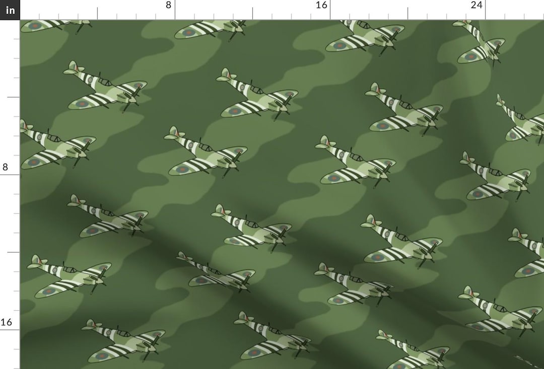 Spitfire Airplanes Fabric - Spitfires by Felis Astrum - Spitfire Camo ...
