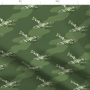 Spitfire Airplanes Fabric - Spitfires by Felis Astrum - Spitfire Camo ...