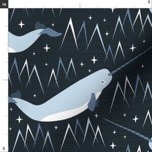 Narwhal Fabric Icy Narwhals by Robyriker Narwhal Arctic Animal Whale Horn Icy Ocean Sea Blue ...