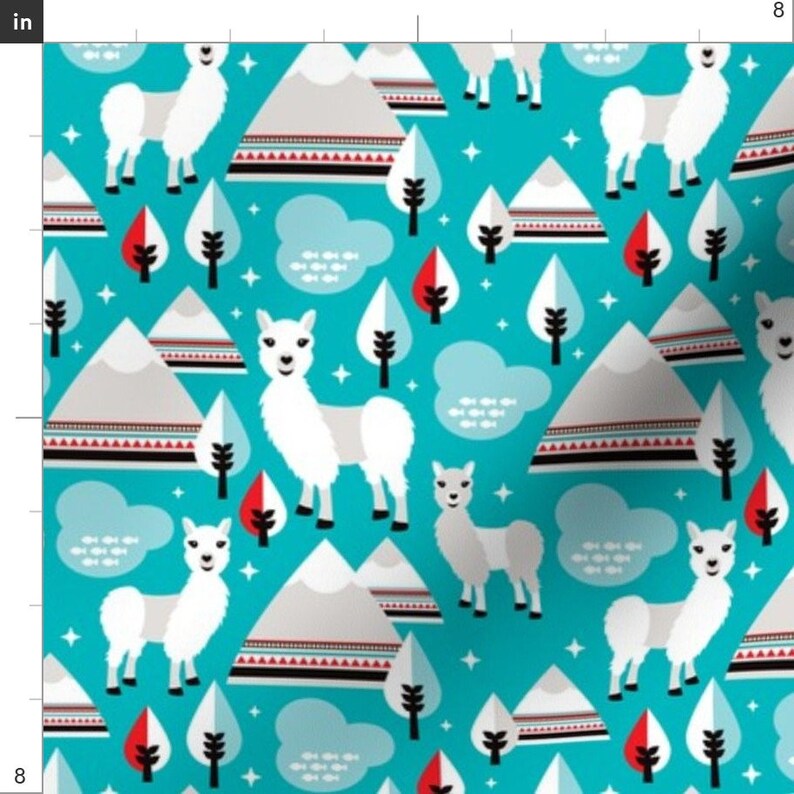 Lama Fabric Lama Alpaca Woodland Winter Aztec Patagonia - Etsy
