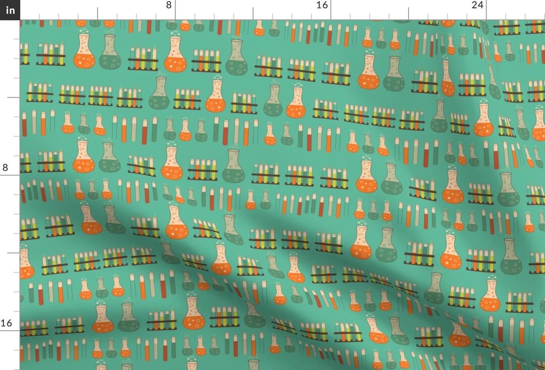 Teal Chemistry Lab Fabric - Chemistry Lab On Teal By Kociara - Science ...