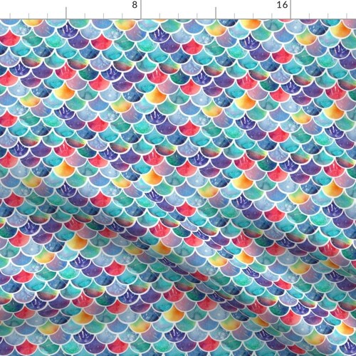 Mermaid Fabric Mermaid Scales in Blue and Green by Elena | Etsy