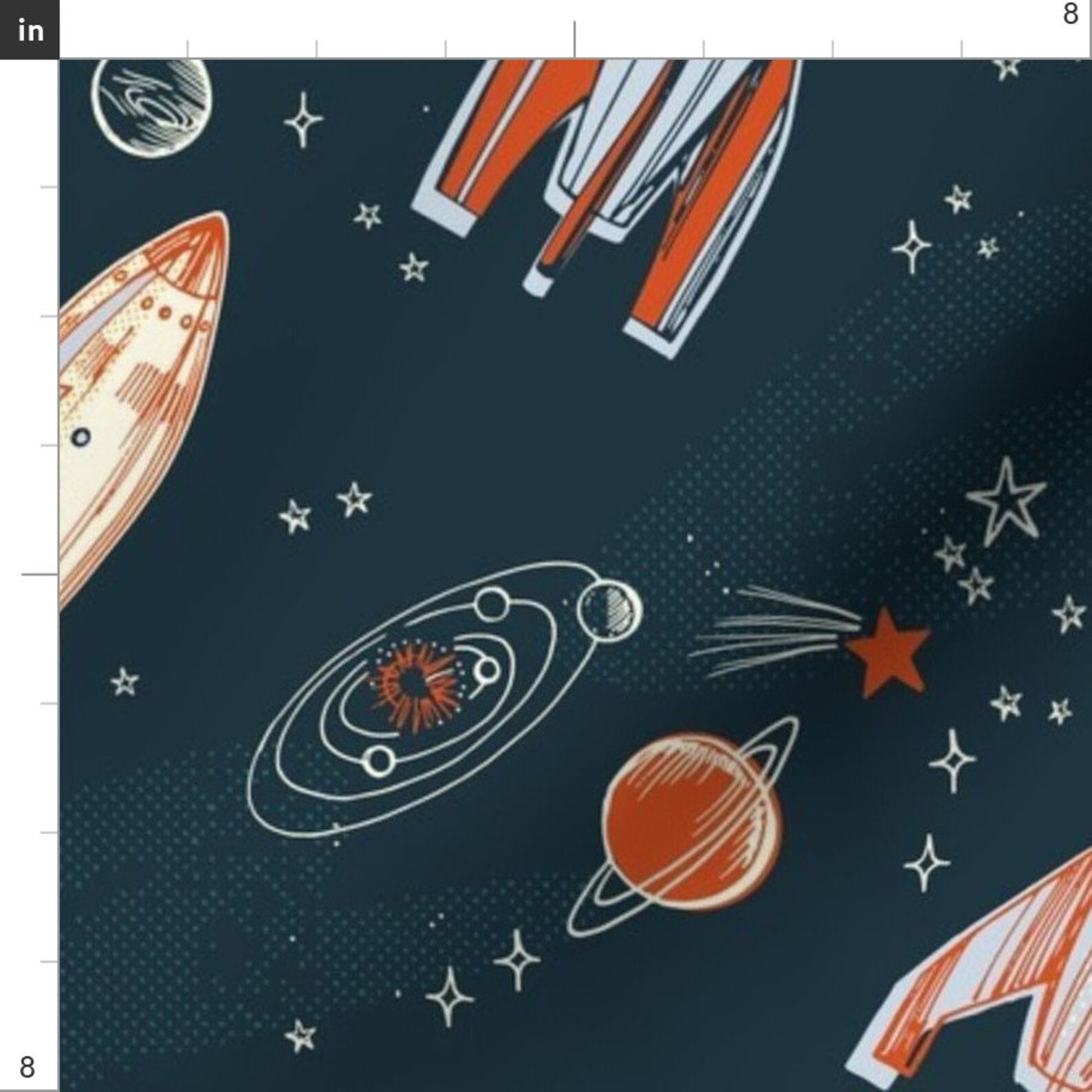 Stem Outer Space Rocket Ship Fabric Out of This World by Ohn | Etsy