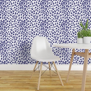 Leopard Wallpaper Summer Leopard in Blue by Domesticate - Etsy