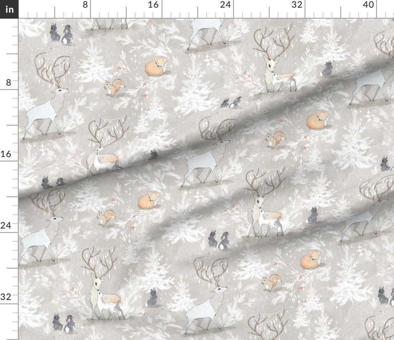 Winter Woodland Fabric Vintage Woodland Christmas large by | Etsy