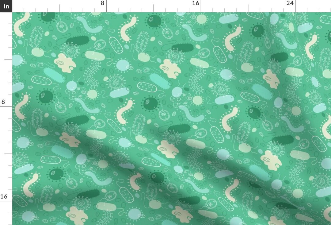 Microorganism Fabric - Microorganisms - Green by Hazel Fisher Creations ...