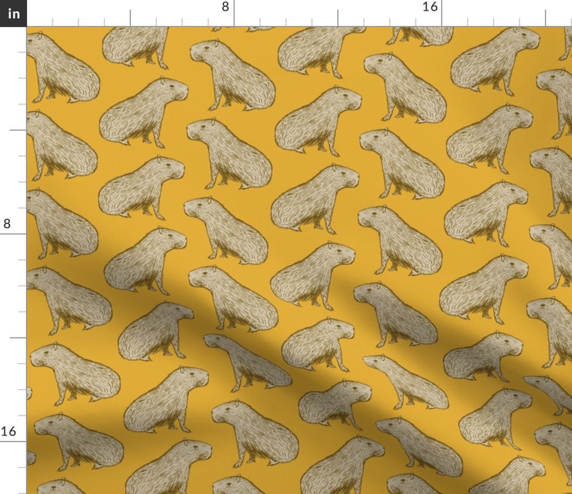 Capybaras Fabric Capybaras by Zoe Ingram Capybaras Rodents - Etsy