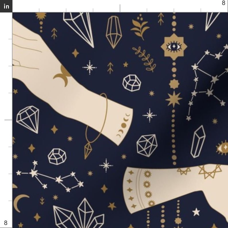 Talismans Fabric - Magical Talismans by Bamokreativ - Black Yellow ...