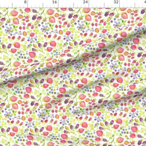Berry Bush Fabric Summer Berries by Cjldesigns Watercolor Kitchen Decor ...
