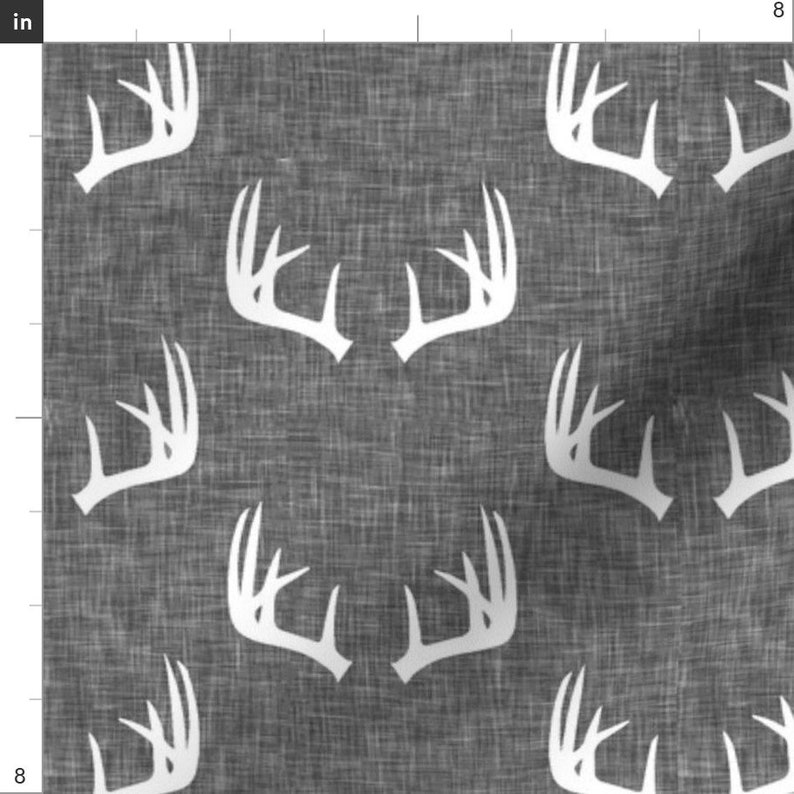 Linen Fabric Antlers on Gray Linen by Littlearrowdesign - Etsy
