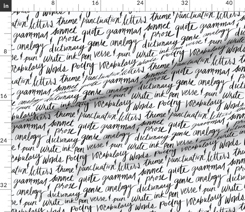 Literary Writing Fabric Literary Calligraphy by - Etsy Norway