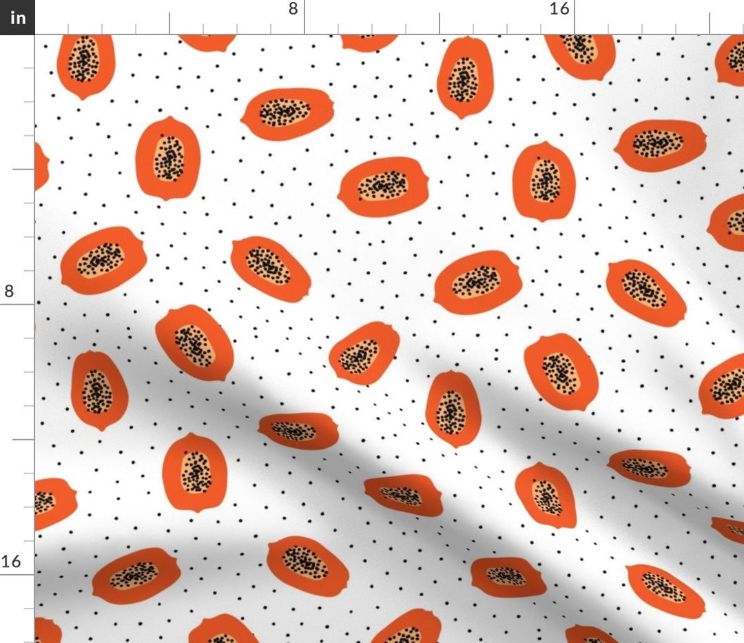 Papaya Fabric Papaya by Tasiania Summer Papaya Fruit - Etsy