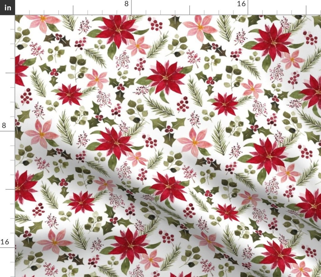 Poinsettia Fabric Poinsettia by Mintpeony Poinsettia Red - Etsy