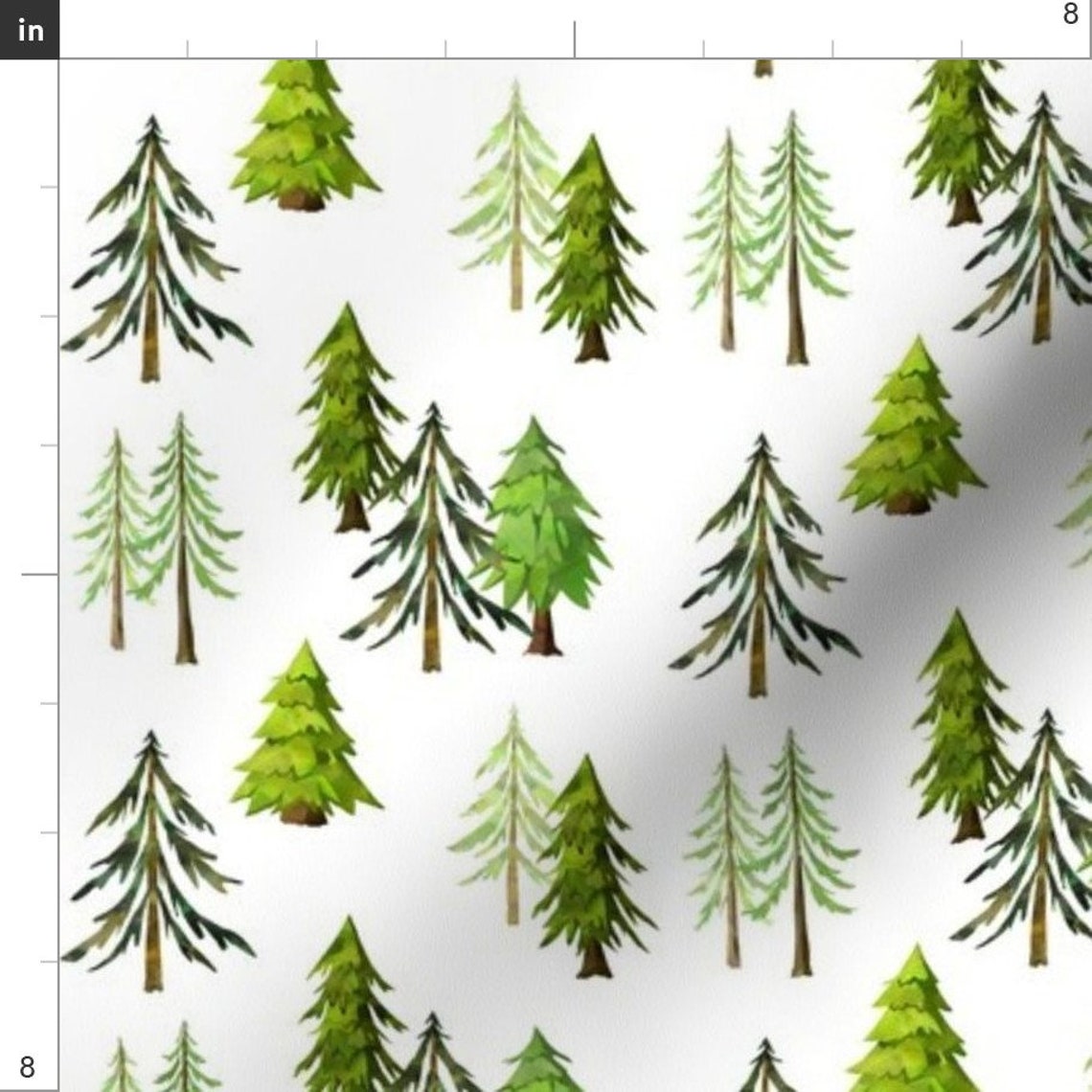 Forest Fabric Pine Tree Forest Woodland Trees Small Scale | Etsy