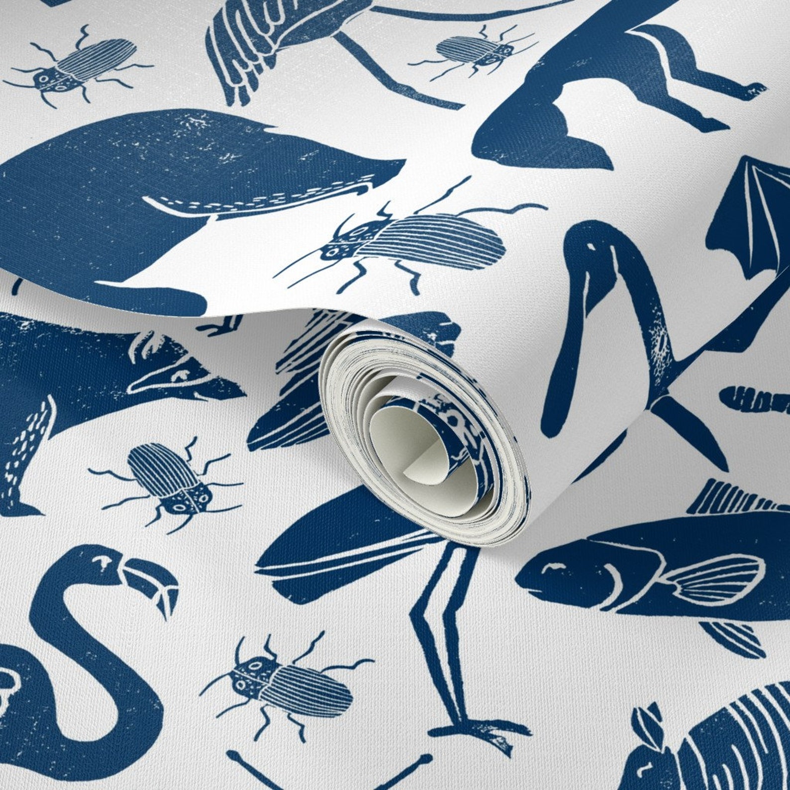 Animal Wallpaper Navy Blue Animals Nursery Baby by Andrea - Etsy