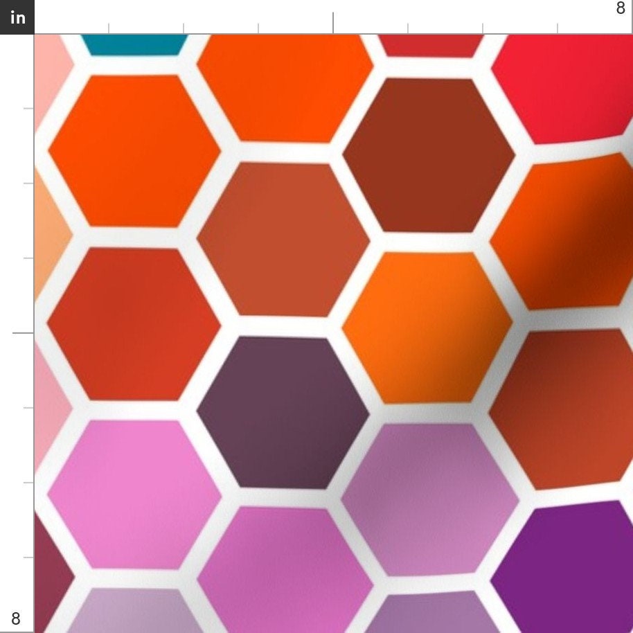 Rainbow Hexagon Fabric Color Chart Hexagons by Clothcraft | Etsy