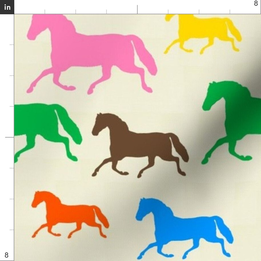 Colorful Rainbow Equestrian Horse Fabric Horse of A - Etsy