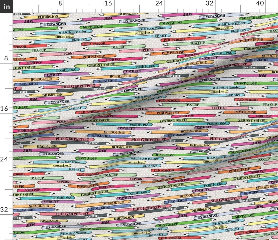 Vintage Colored Pencil Fabric Colour Me Vintage by - Etsy