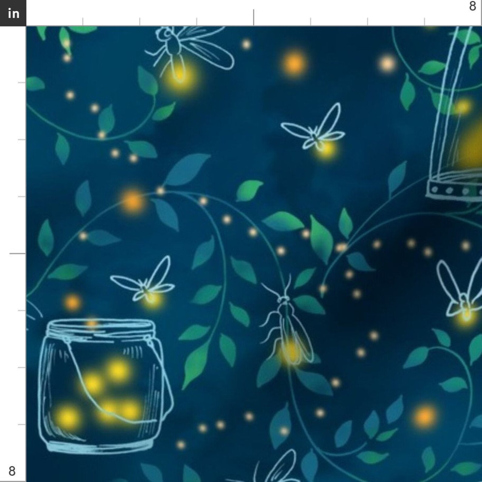 Fireflies Fabric Firefly Evening Forest by Lemon Chiffon - Etsy