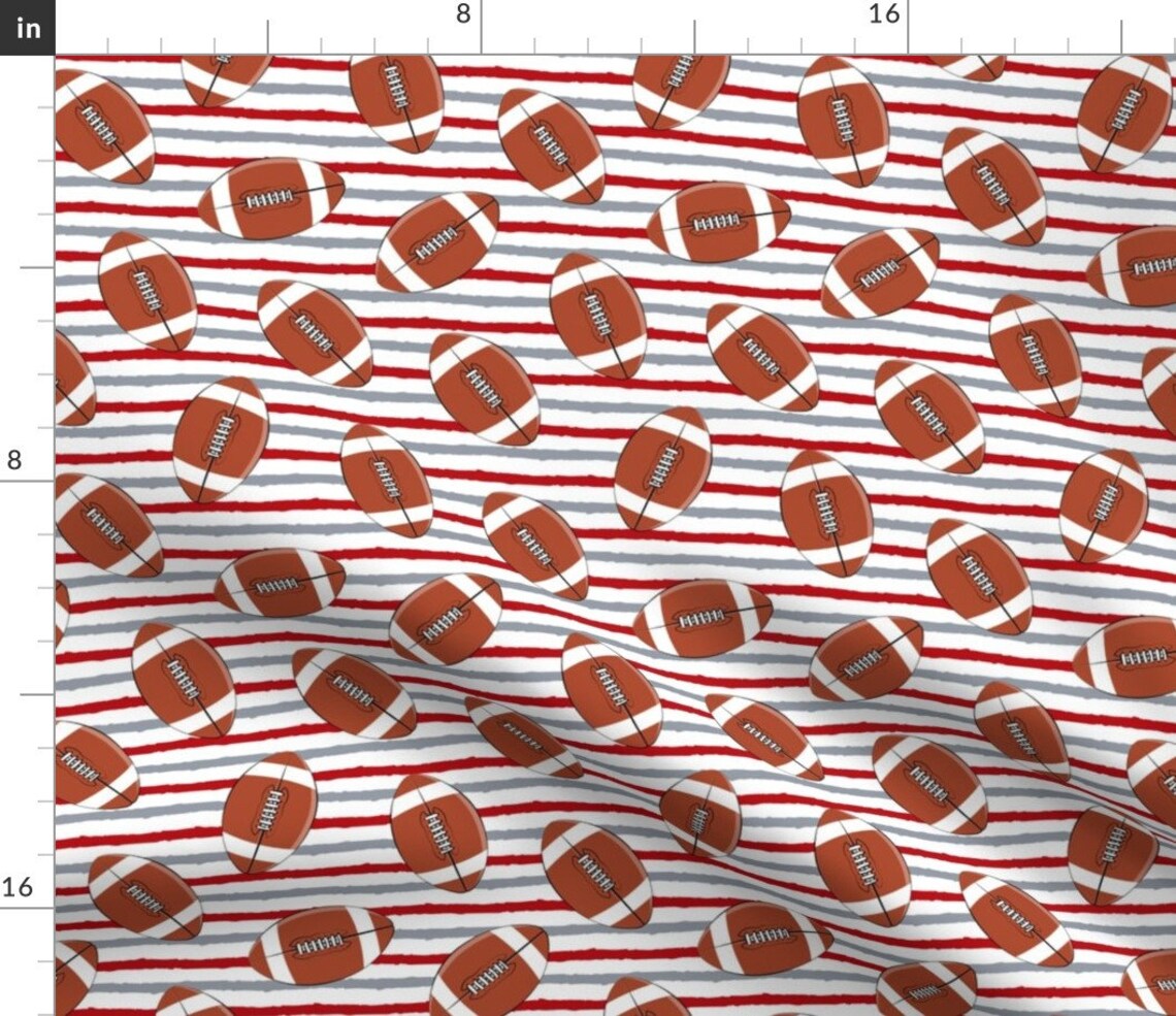 Football Stripe Fabric College Football Red And Grey | Etsy
