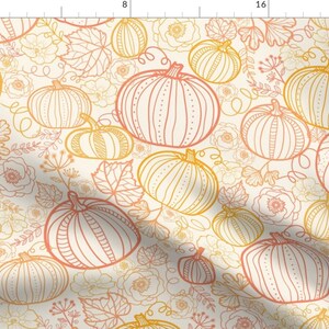 Pumpkin Fabric Thanksgiving Line Art Pumpkins by Oksancia Thanksgiving ...