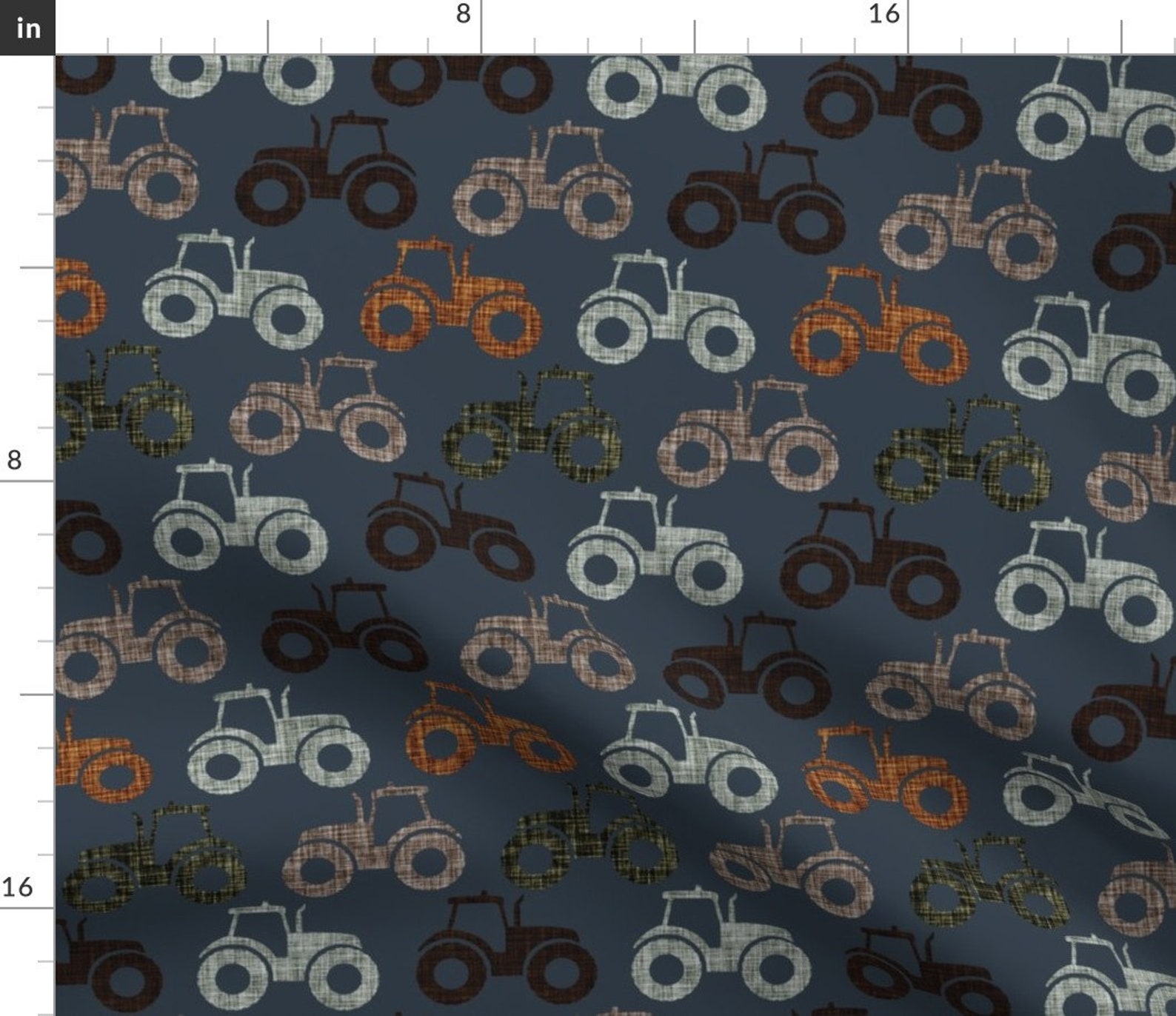 Tractors on Blue Fabric Neutral Tractors on Blue by - Etsy