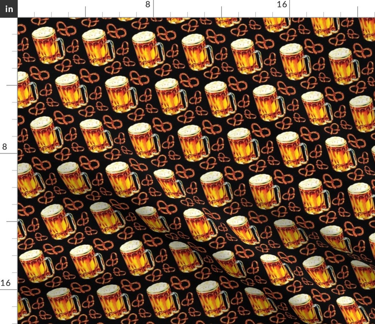 Beer Fabric Beer Pretzel Black by Kellygilleran Kitsch | Etsy