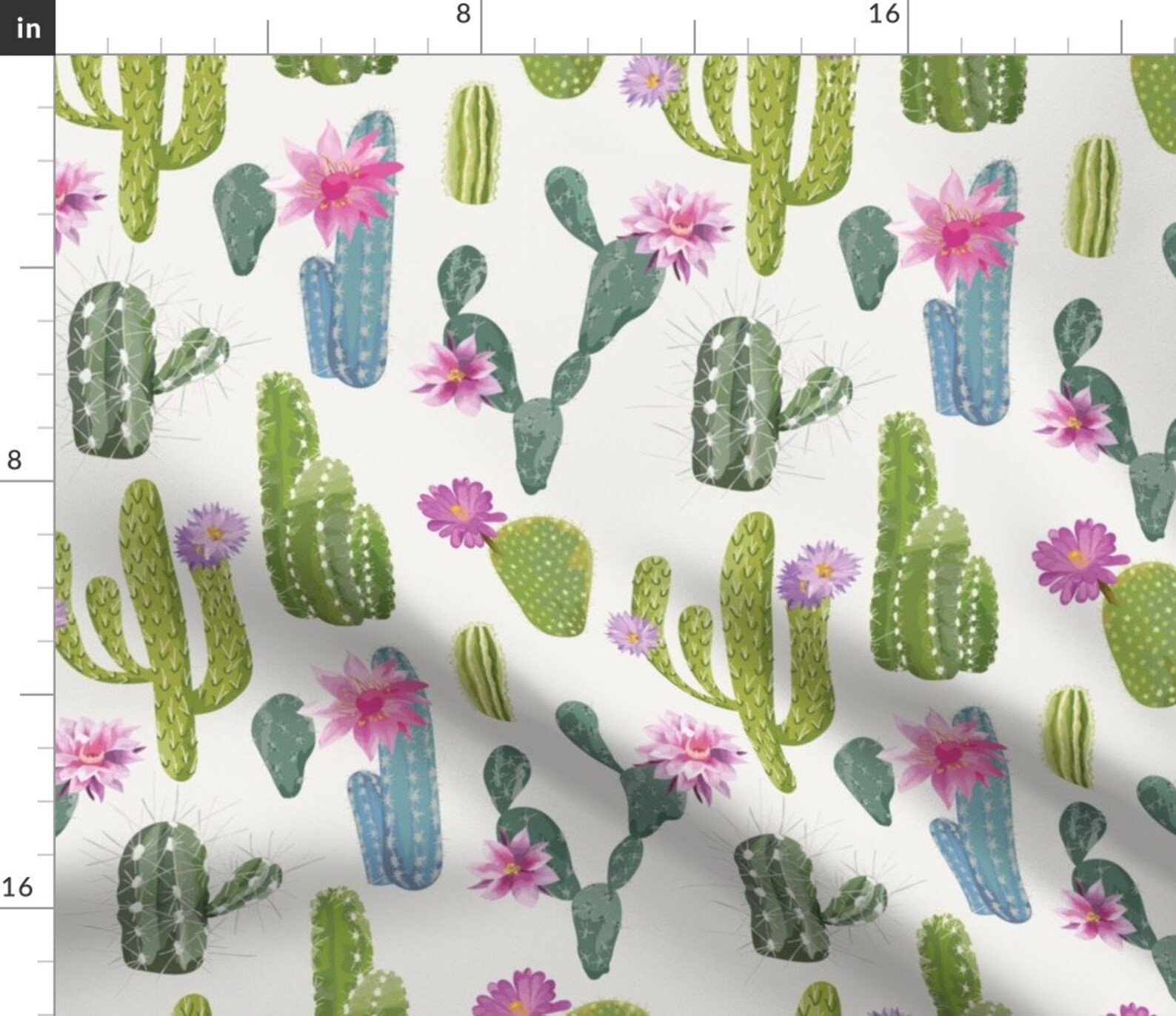 Cactus Fabric Cacti W/ Pink Blooms by Sandityche Cactus - Etsy