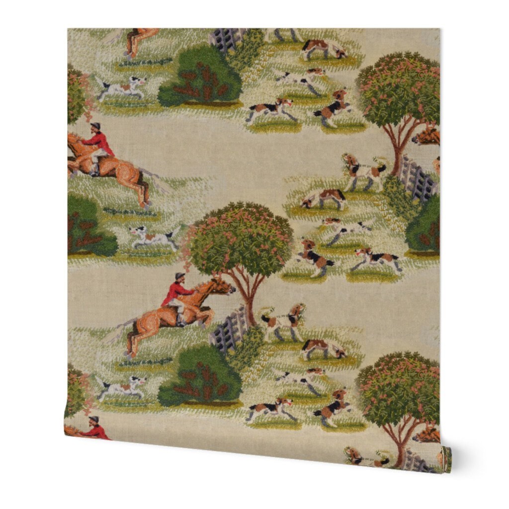 Fox Hunting Wallpaper A Crewel Hunt by Eclectic House - Etsy Canada