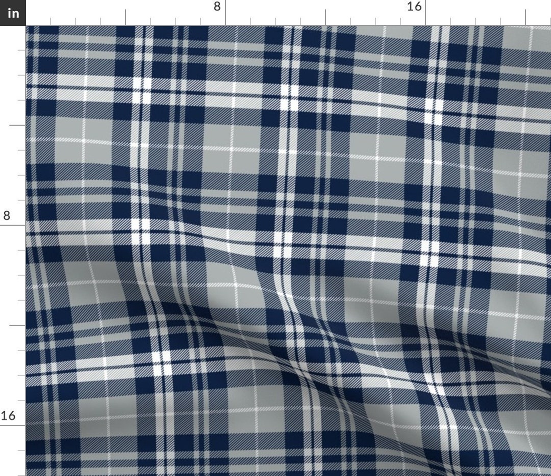 Plaid Fabric Fall Plaid Navy Grey White by Littlearrowdesign Plaid ...