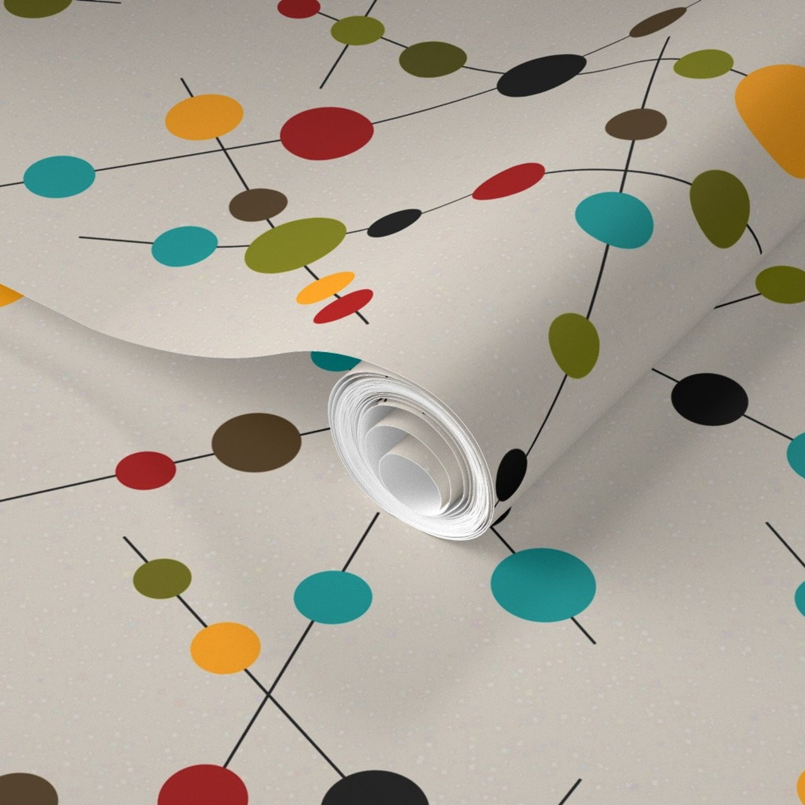 Mid Century Modern Atomic Wallpaper Bubbles and Sticks by - Etsy
