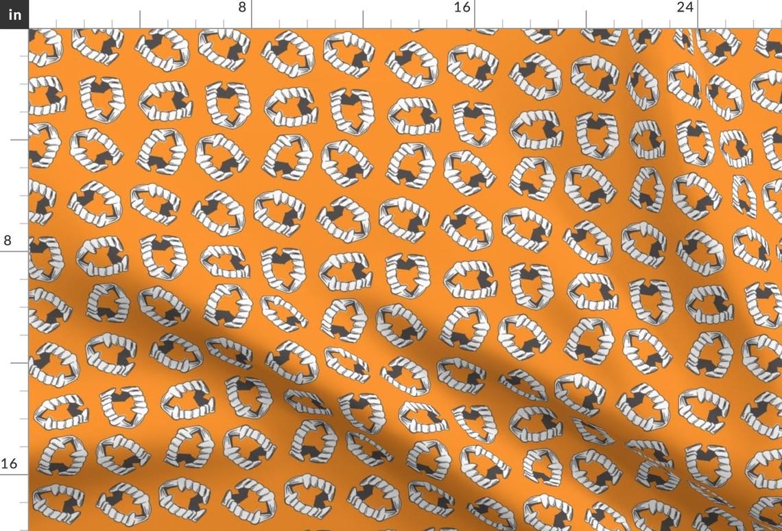 Halloween Fabric - Plastic Vampire Teeth Pumpkin by Heidikenney ...