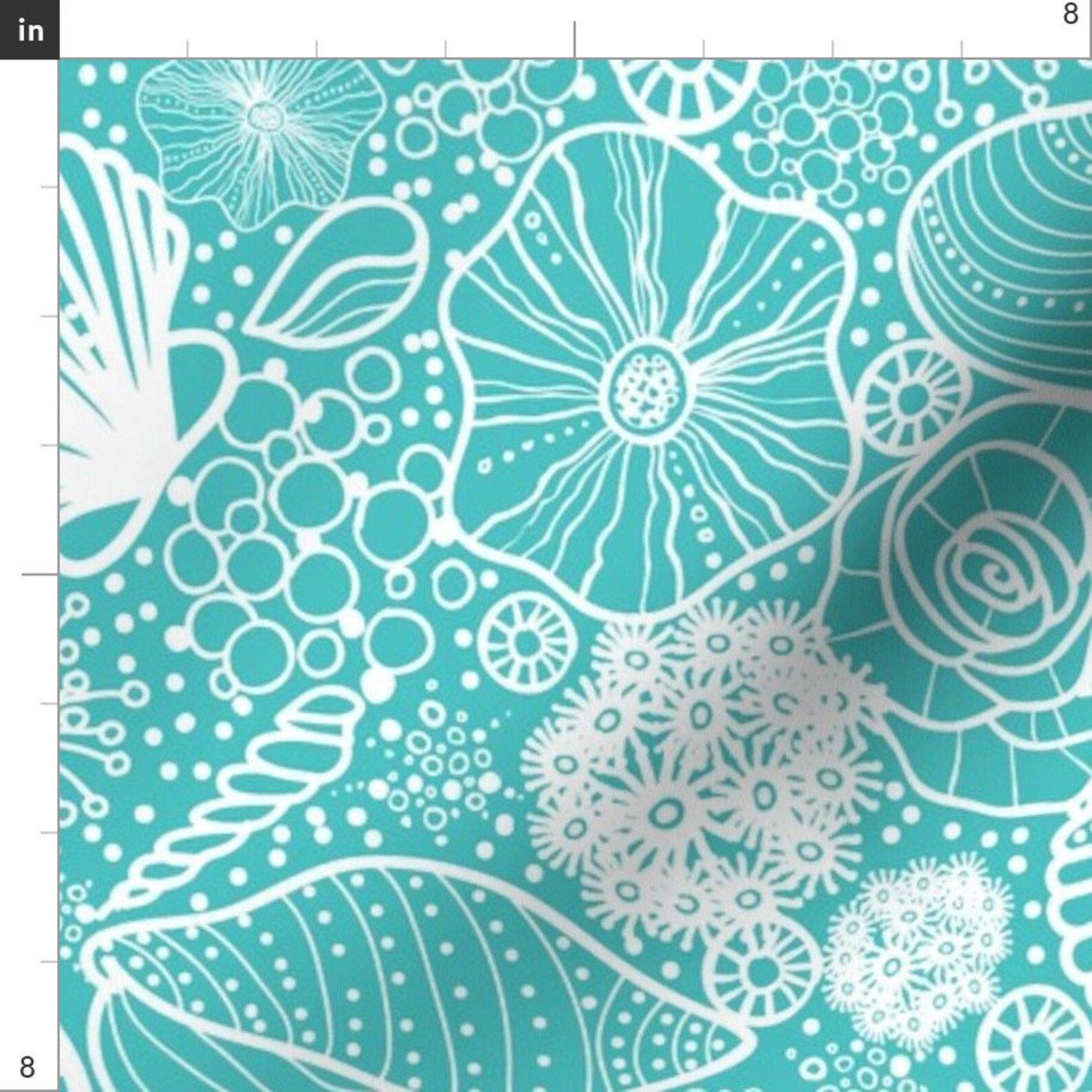 Nautical Seashell Fabric Seashells Line Art by Oksancia - Etsy