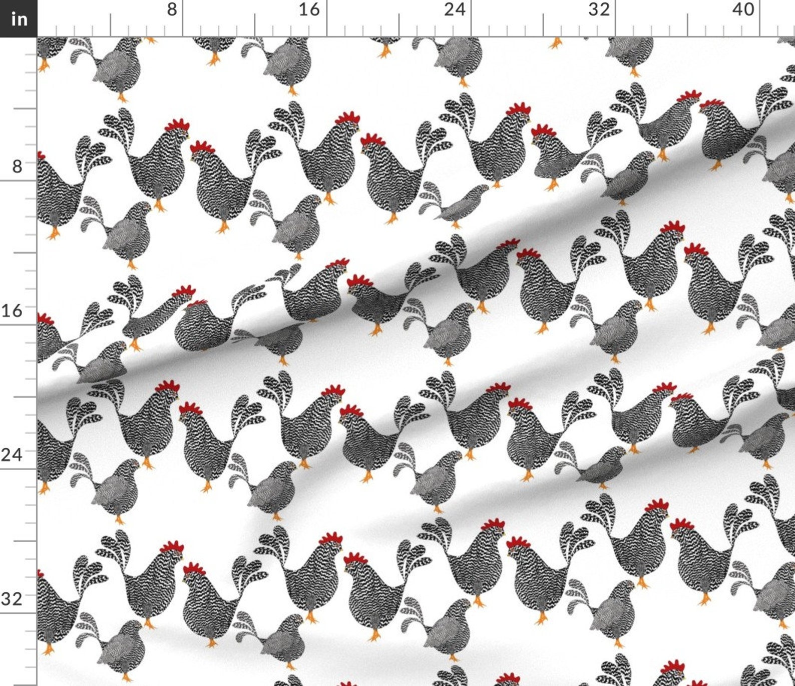 Chicken Rooster Fabric Chick Chick Chickens by - Etsy