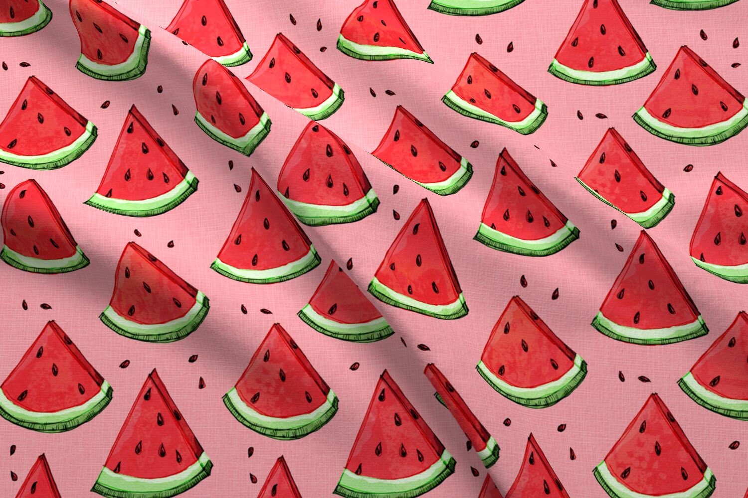 Watermelon Fabric Watermelon On Pink Texture By Mulberry | Etsy