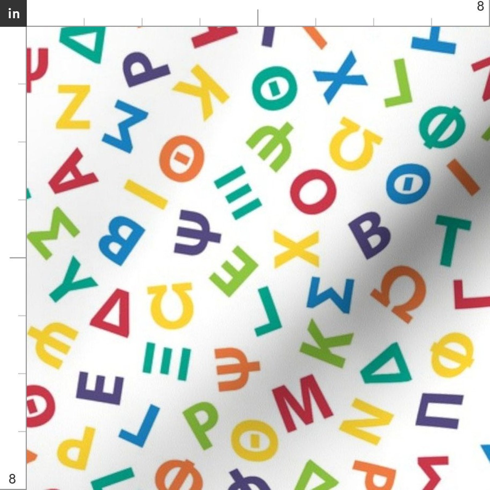 Rainbow Greek Alphabet Fabric Large Ditsy Greek Alphabet - Etsy