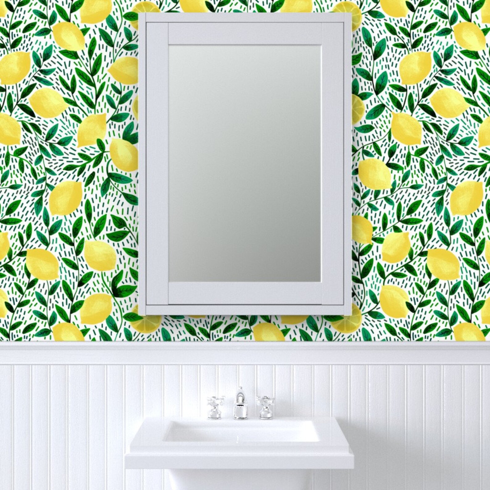 Lemon Wallpaper Lemons white by Scarlette Soleil Citrus | Etsy
