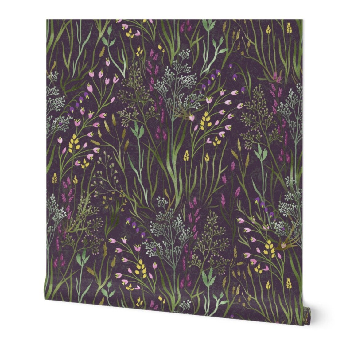 Purple Grasses Wallpaper Wildgrass By Gaiamarfurt Purple | Etsy