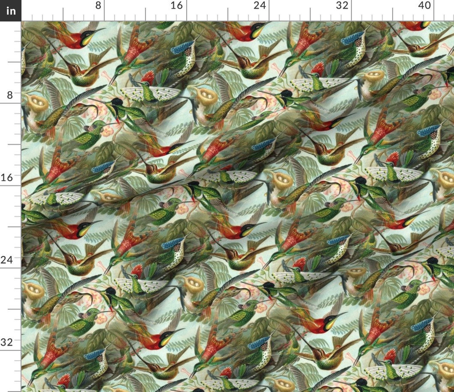 Vintage Hummingbirds Fabric Vintage Hummingbird Pattern by - Etsy