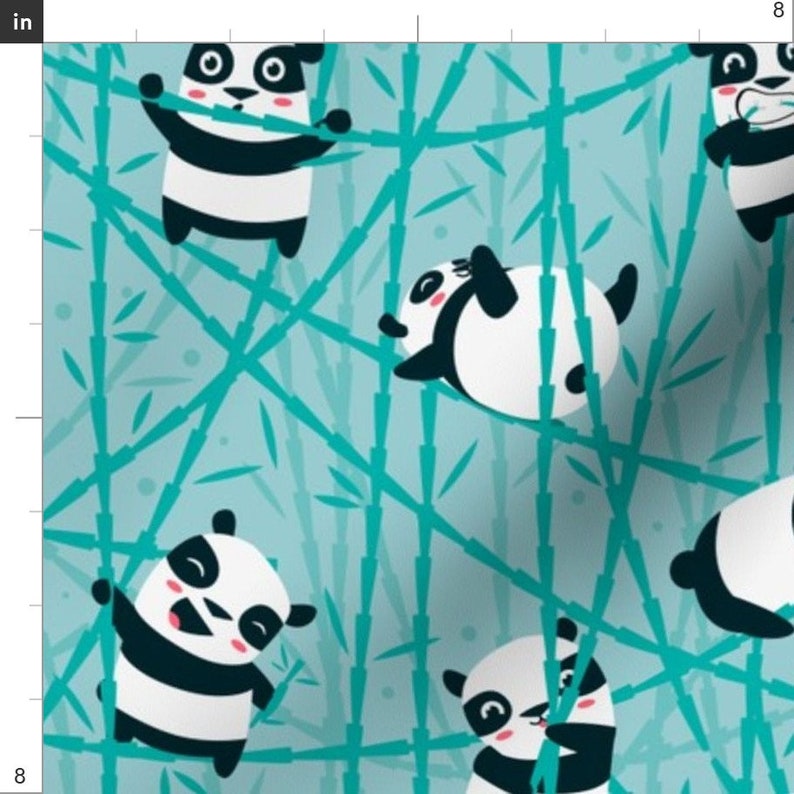 Panda Fabric Panda Bamboo by Ewa Brzozowska Panda Modern | Etsy
